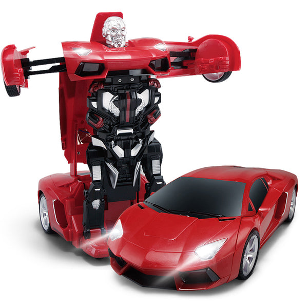 Battery Operated Transforming Robot-Car with RC Remote Control | Red S